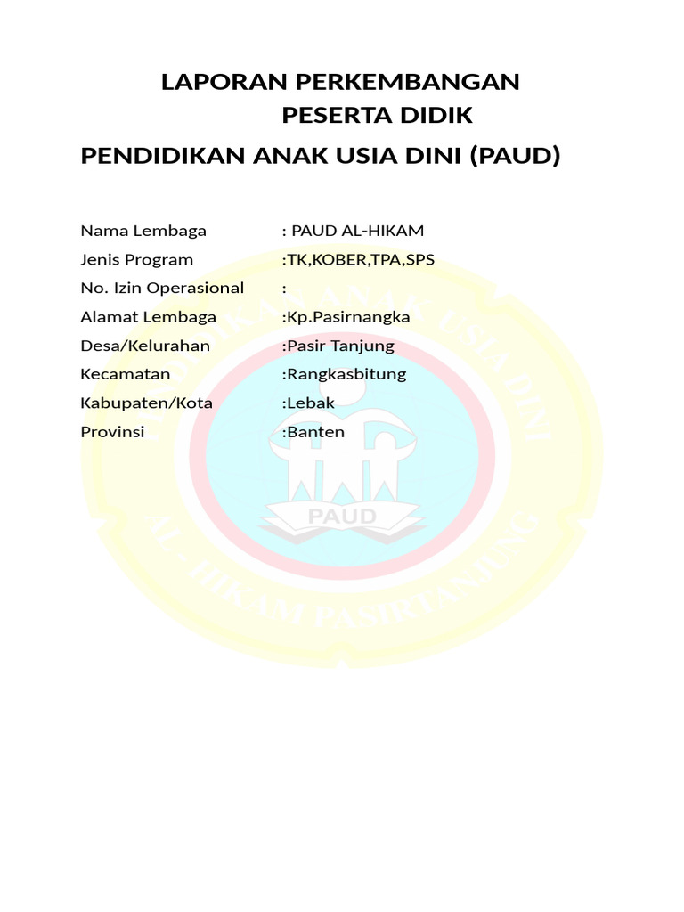 Rapot Paud | PDF | Karier & Perkembangan | Kesehatan Holistik