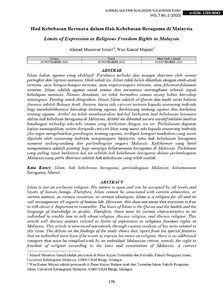View of Had Kebebasan Bersuara Dalam Hak Kebebasan Beragama Di Malaysia | PDF