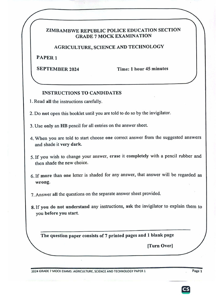 Agric, Science and Tech P1 | PDF