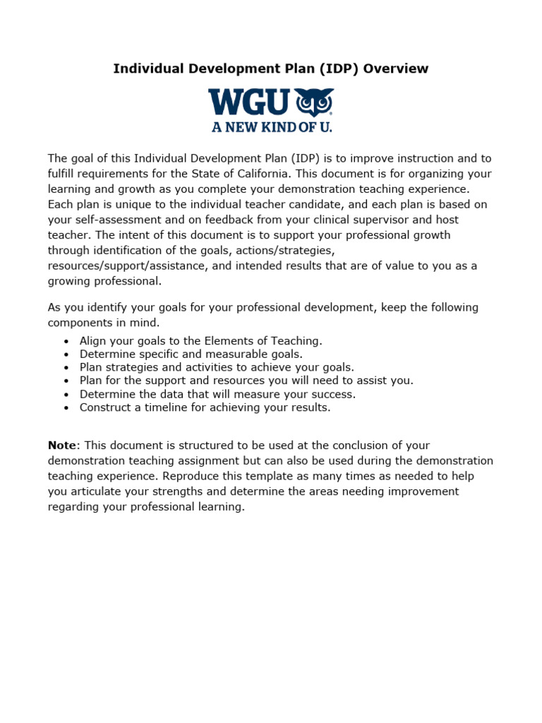 IDP Form | PDF | Educational Assessment | Teachers