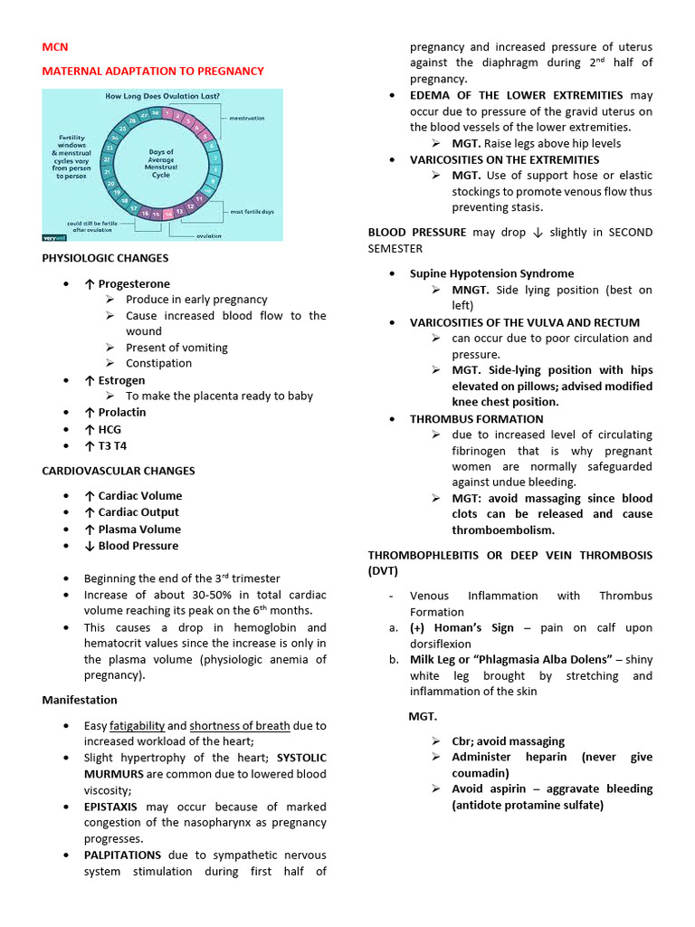 Mcn-Reviewer-Mam - 231014 - 063948 (1) - 093120 | PDF | Pregnancy | Uterus