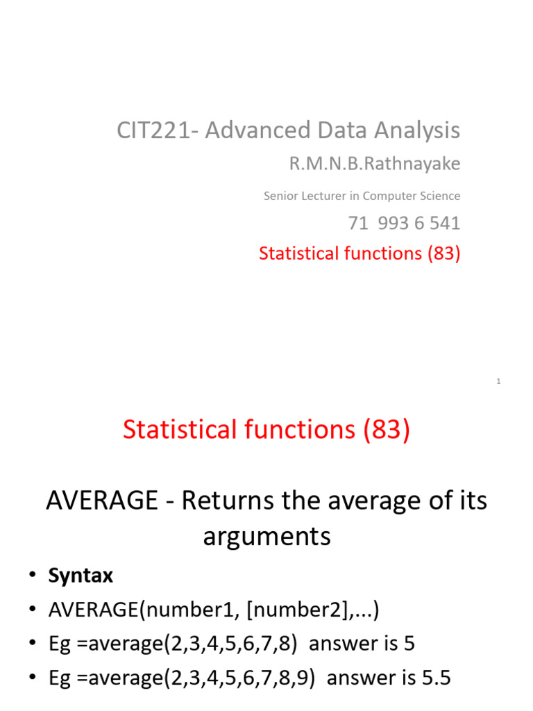 Statistical Functions-Lesson 03 | PDF | Computing | Computer Programming