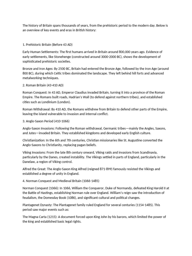 Overview of British History Timeline | PDF | British Empire | House Of ...