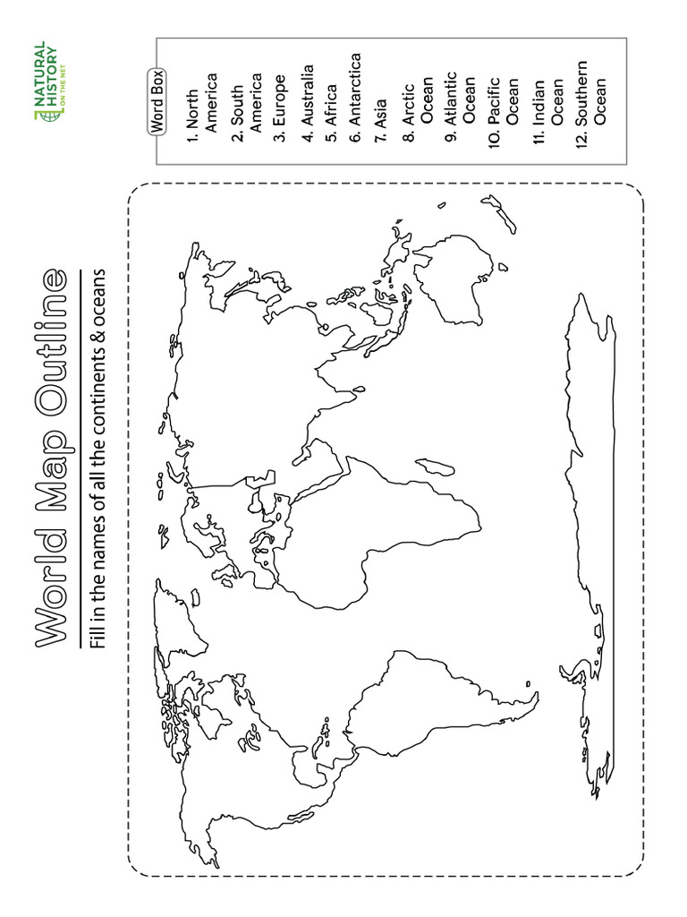 World Map Outline Worksheet | PDF