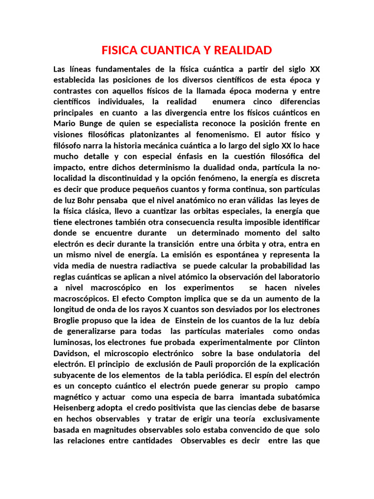 Física Cuántica: Realidad y Conceptos Clave | PDF | Física | Mecánica ...