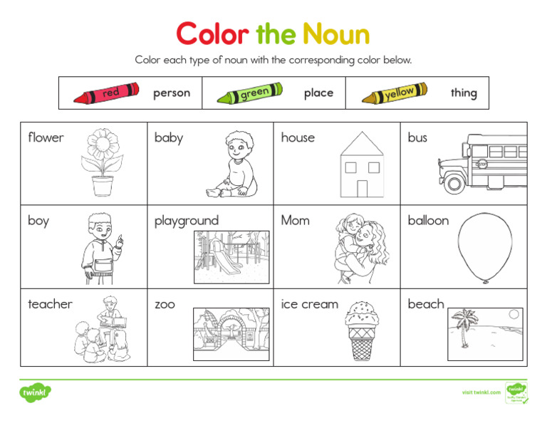 Color The Noun Activity | PDF