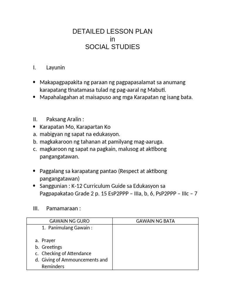 Detailed Lesson Plan GMRC | PDF