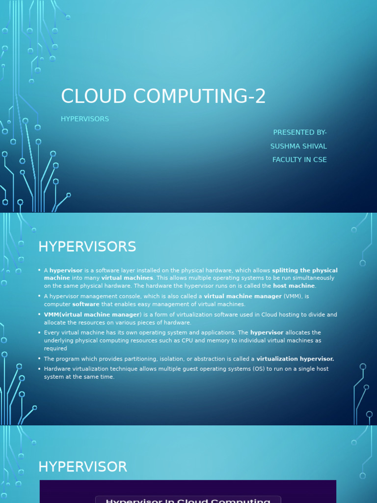 Understanding Hypervisors in Cloud Computing | PDF | Virtualization ...