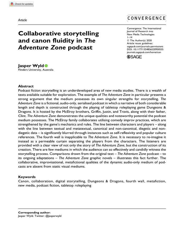 Collaborative Storytelling and Canon Fluidity in The Adventu | PDF ...
