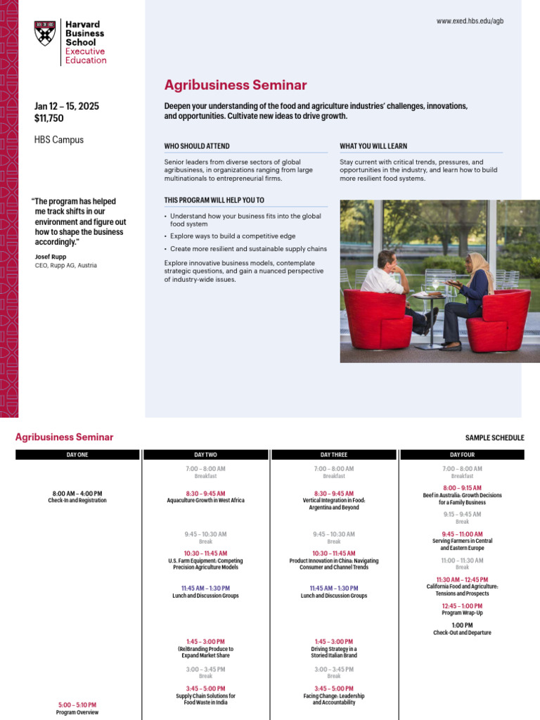 Agribusiness Seminar Brochure | PDF | Agribusiness | Dinner