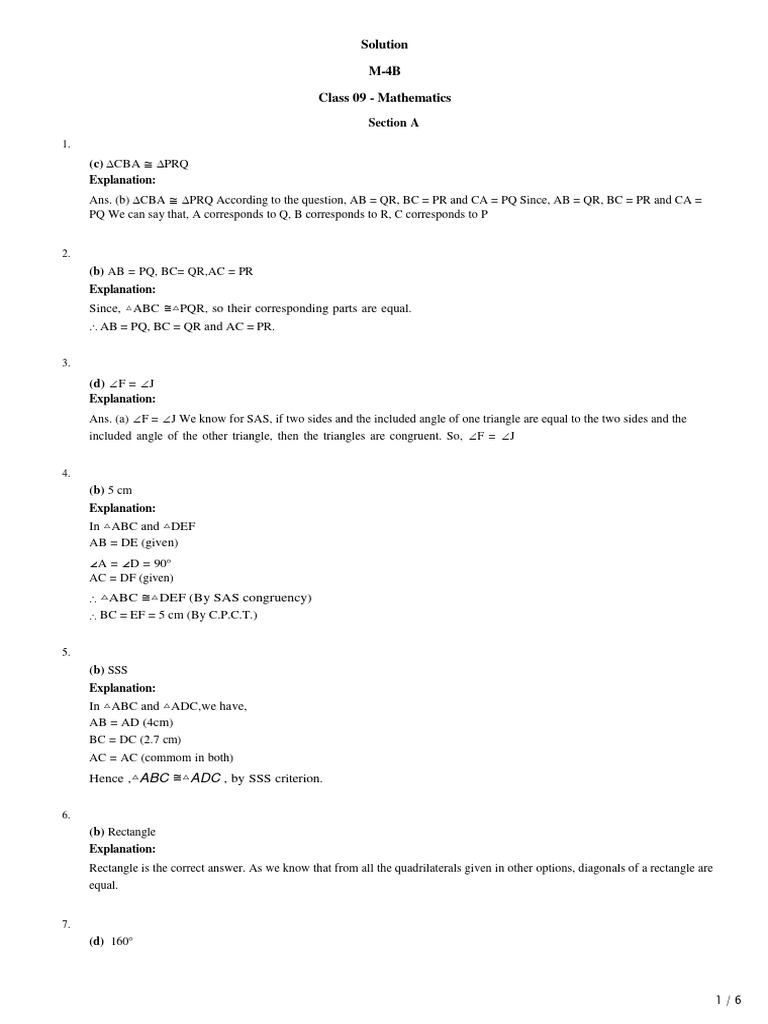 MATHS IXB KEY | PDF | Rectangle | Triangle
