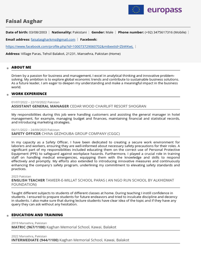 Faisal Asghar Cv | PDF
