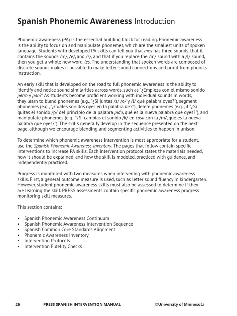 PRESS 2. Spanish Phonemic Awareness | PDF | Phonics | Syllable