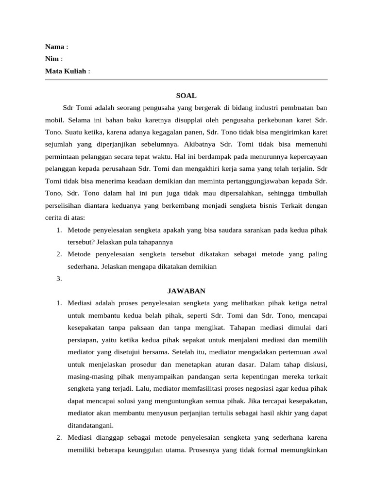 Penyelesaian Sengketa | PDF