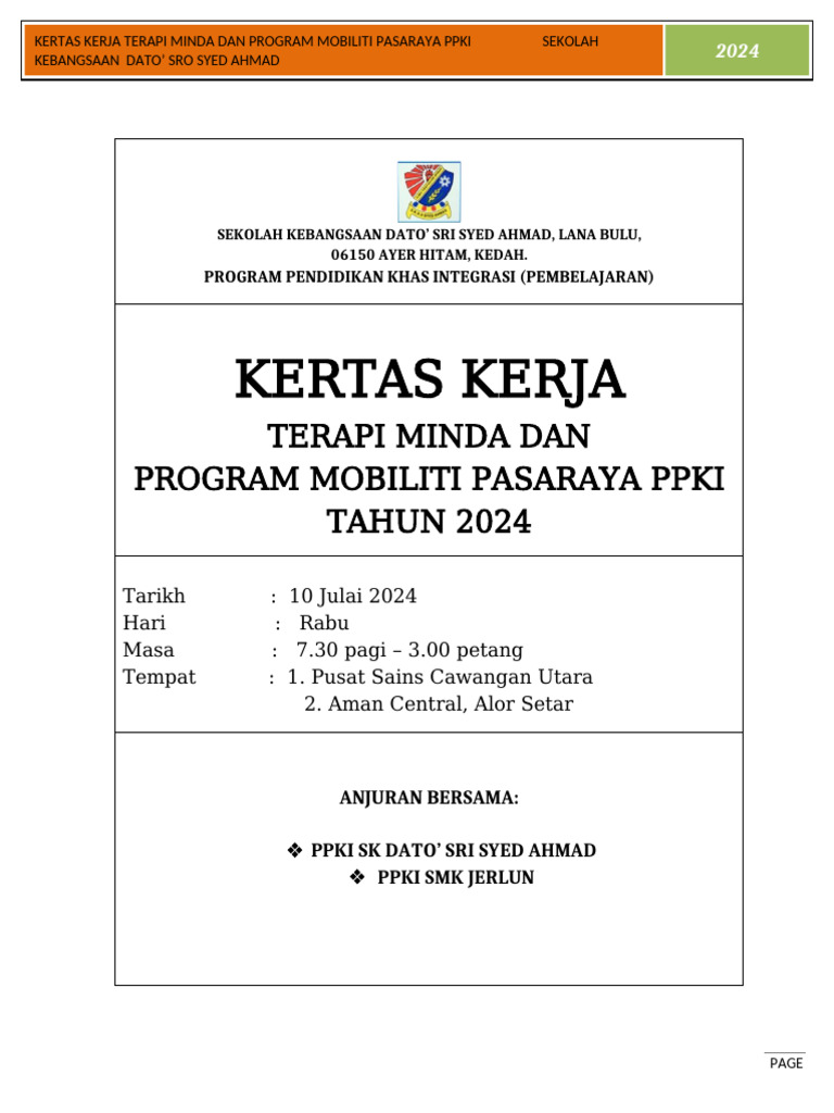 Kertas Kerja Terapi Minda Dan Mobiliti Pasaraya | PDF