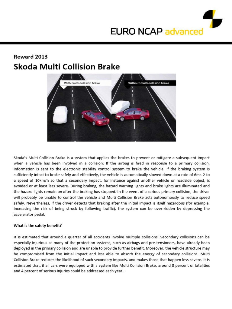 2013 Skoda Multi Collision Brake | PDF | Traffic Collision | Brake