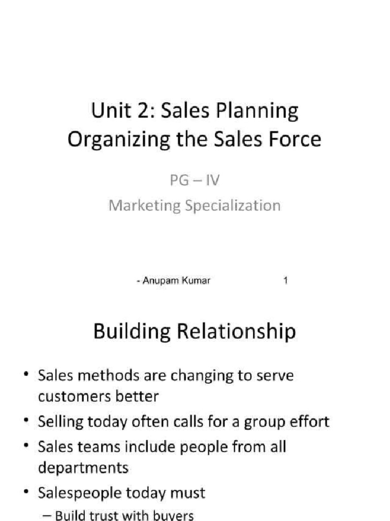 Sales Force Planning and Organizing | PDF
