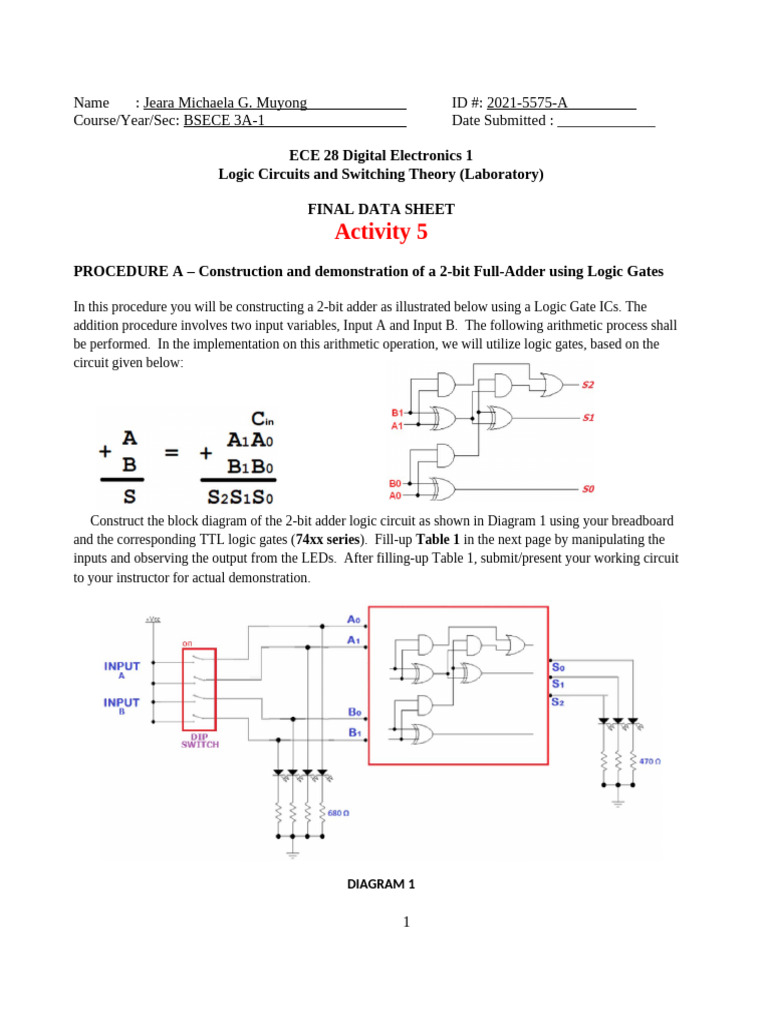 ECE-28-FDS-Activity #5acx (1) | PDF | Digital Electronics | Electronic Circuits