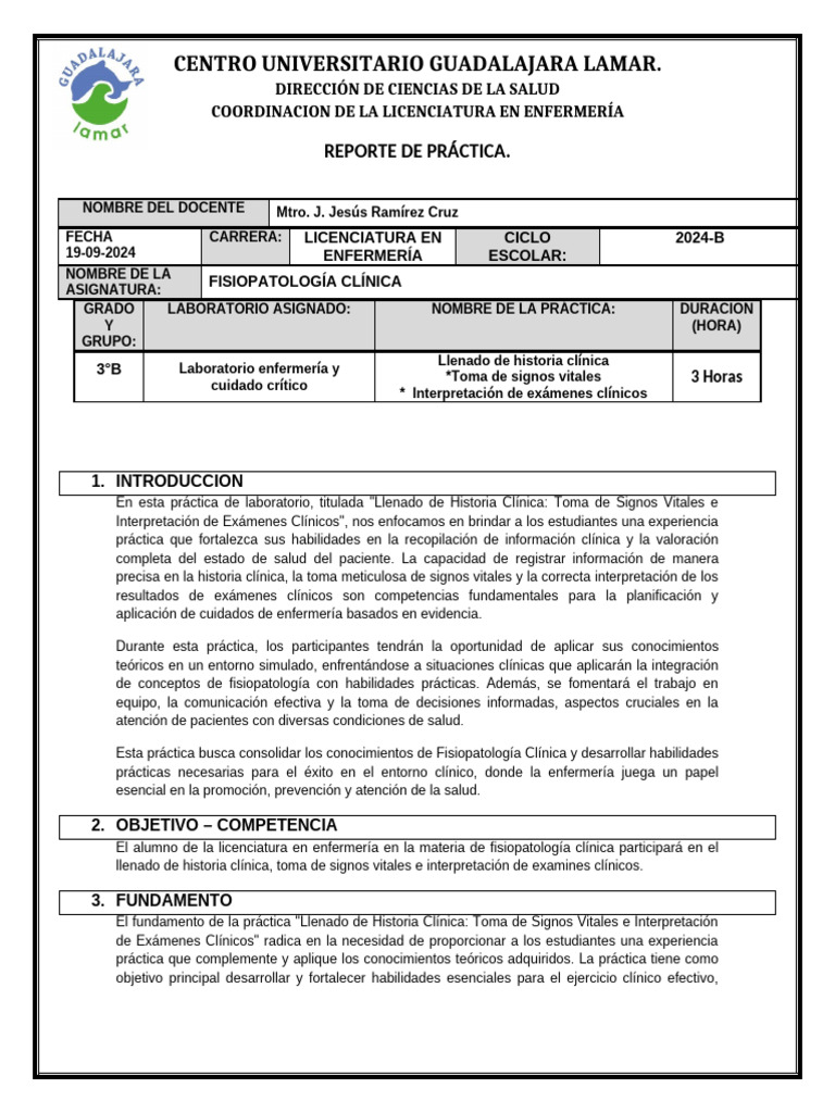 Rep - Práctica No. 2 - FSPC - 3B | PDF | Enfermería | Historial médico