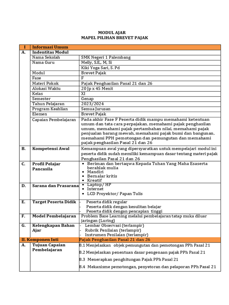 Modul Brevet Pajak PPH 21-26 | PDF | Karier & Perkembangan