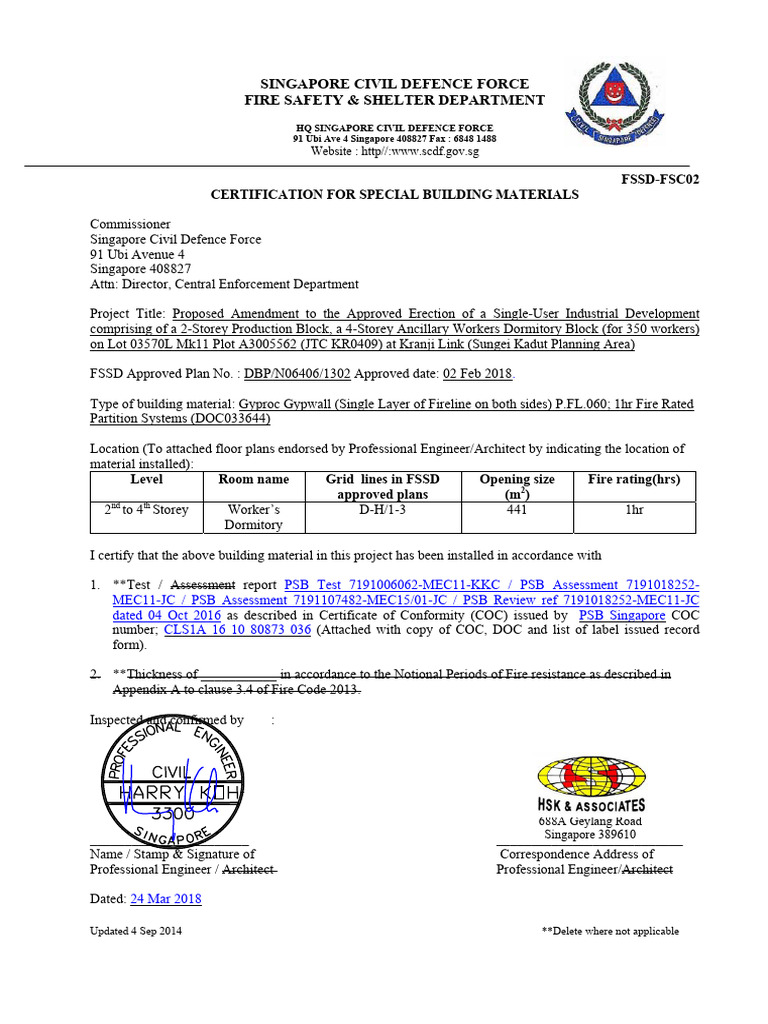 COC-DOC-FSC02_Dry wall | PDF | Drywall | Fire Protection