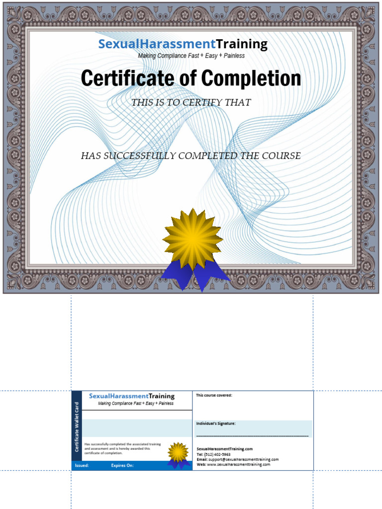 Sexual Harassment Training Certificate | PDF | Career & Growth | Politics