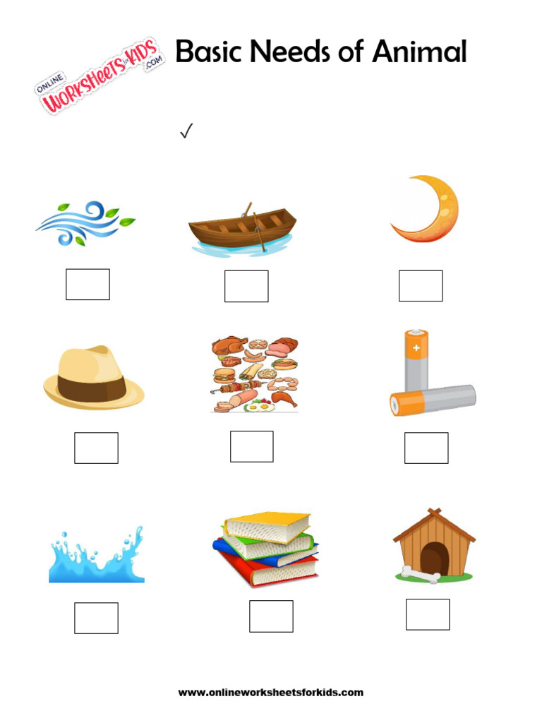 Basic Needs of Animal Worksheet For Grade 1-7 | PDF