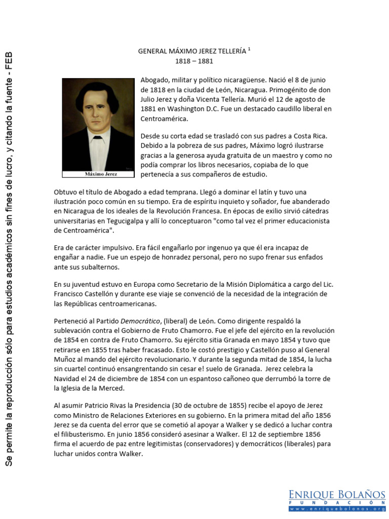 Biografía de Jerez Tellería, Máximo | PDF | Nicaragua