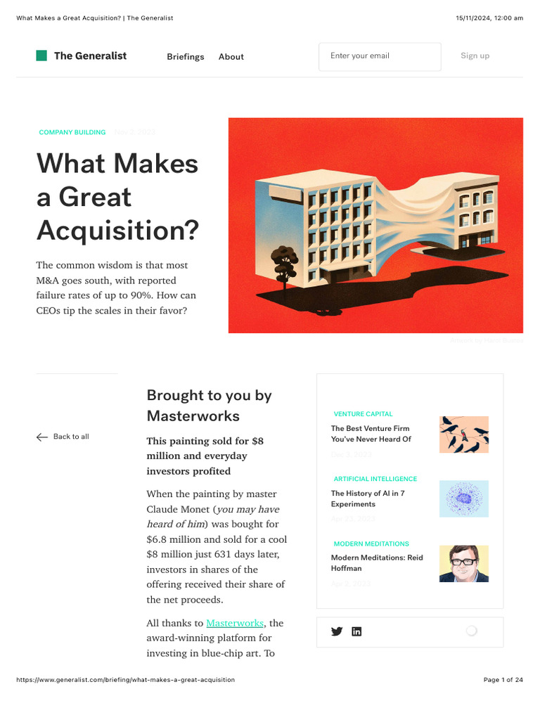 What Makes A Great Acquisition? - The Generalist | PDF | Mergers And Acquisitions | Extraversion ...