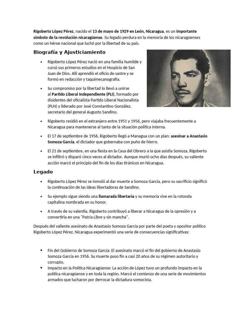 Biografía de Rigoberto López Pérez | PDF