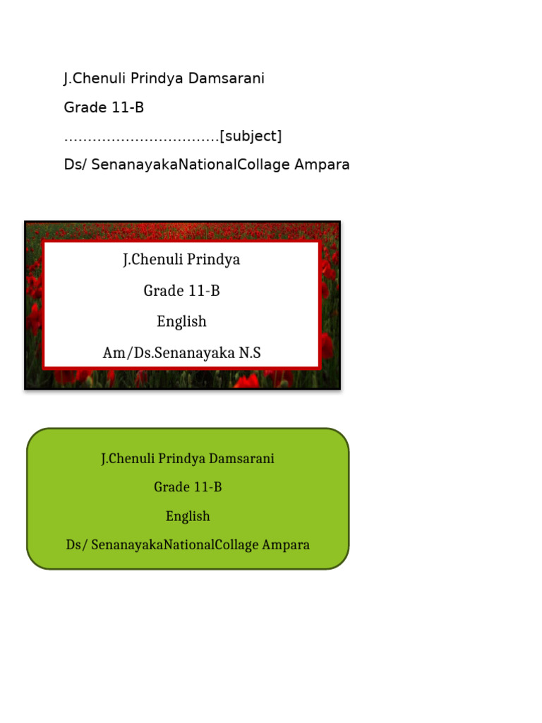 J. Chenuli Prindya Damsarani Profile | PDF | Language Arts & Discipline