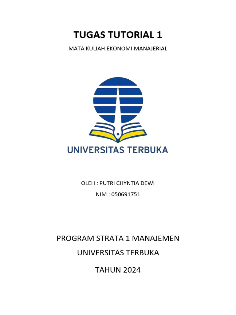 Tugas 1 Ekonomi Manajerial (Ekma4312) | PDF | Bisnis