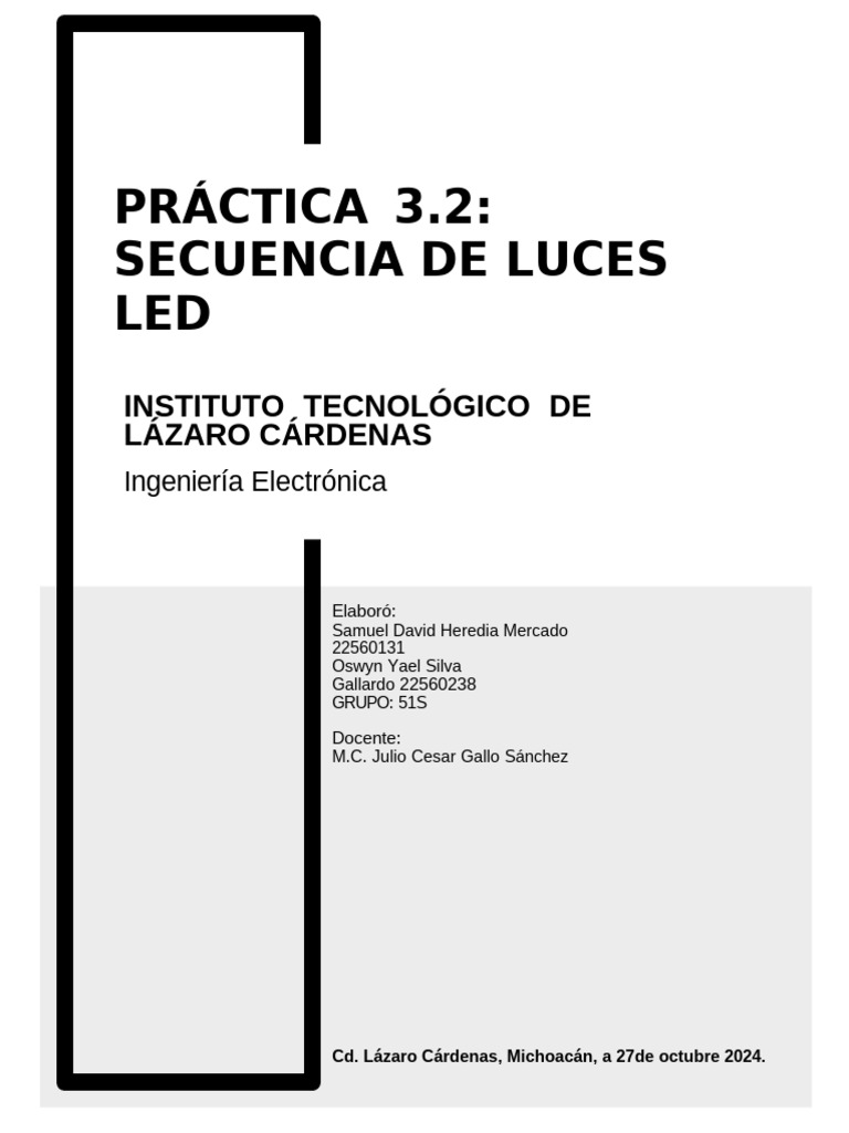 Práctica 3.2 Secuencia - Leds - HMSD - SGOY | PDF | Vhdl | Diodo emisor ...