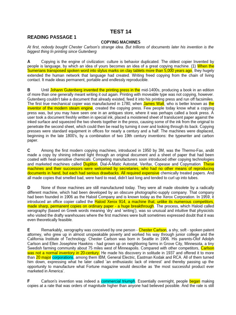 Test 14 | PDF | Memory | Photocopier