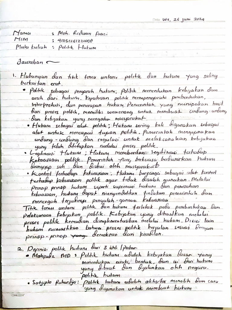 UAS Pilitik Hukum Moh Ridwan Fauzi | PDF