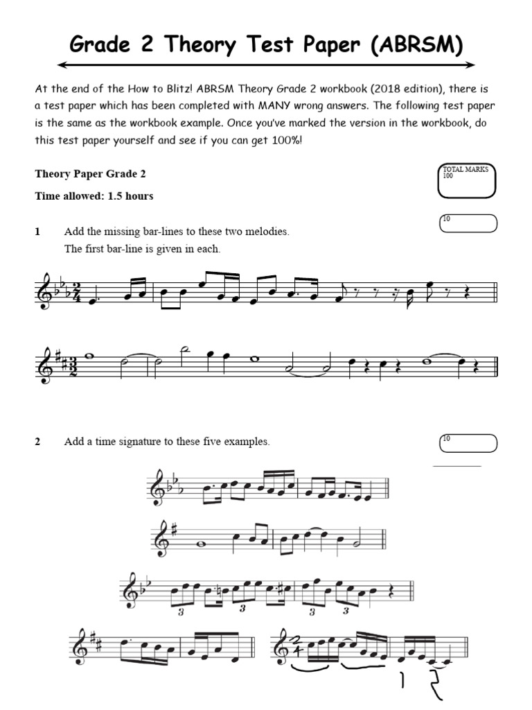 ABT2 Test Paper Uncompleted 2018 Edition | PDF | Tempo | Musical ...