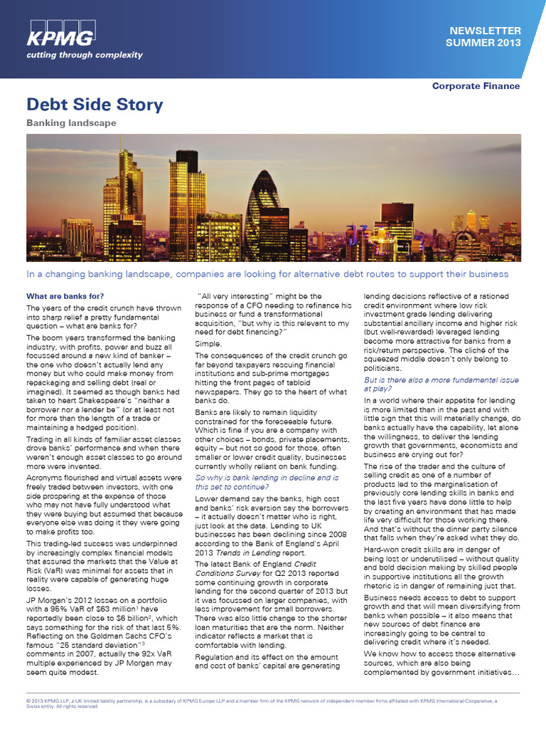 Debt Side Story Summer 13 | PDF | Banks | High Yield Debt
