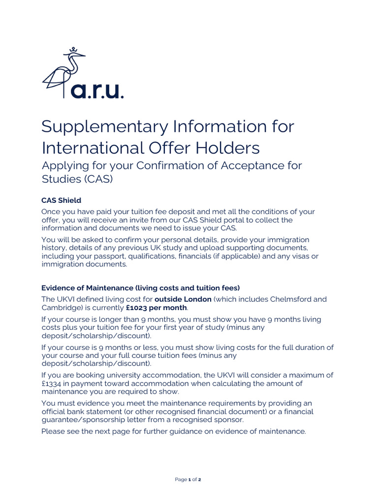 CAS Application Guide for International Students | PDF | Travel Visa ...