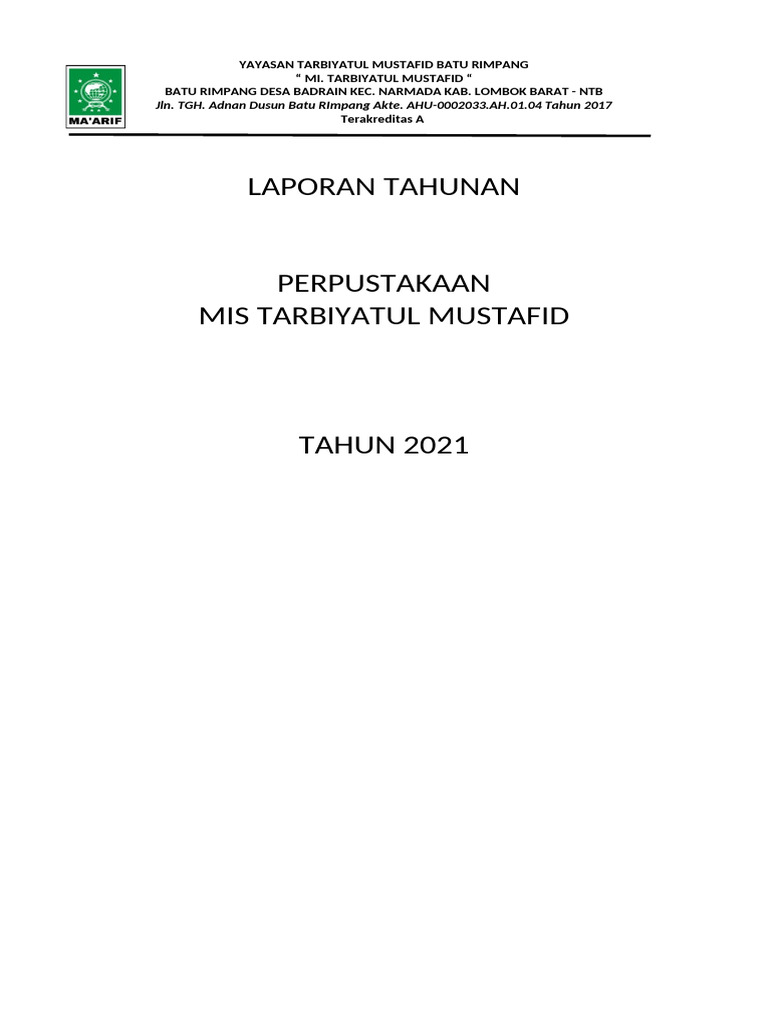 Laporan Tahunan Perpustakaan 2021 | PDF | Karier & Perkembangan