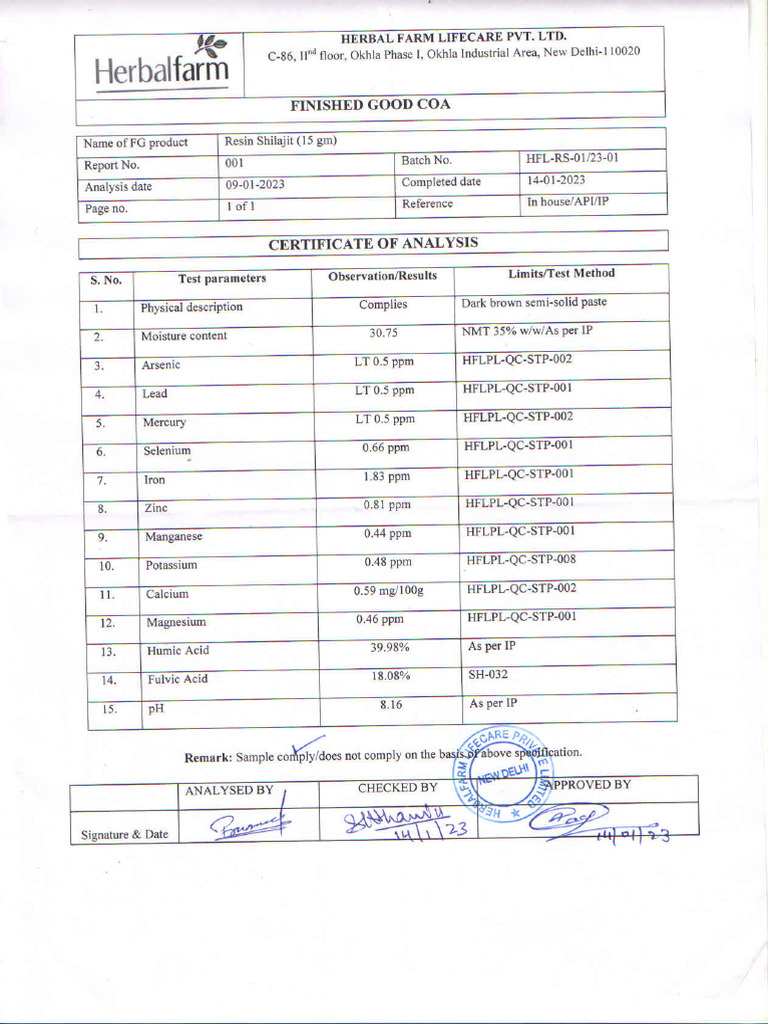 Resin Shilajit | PDF