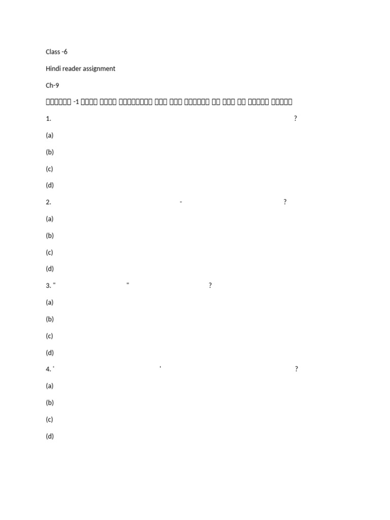 Assignment of Class 6th Chapter 9 | PDF
