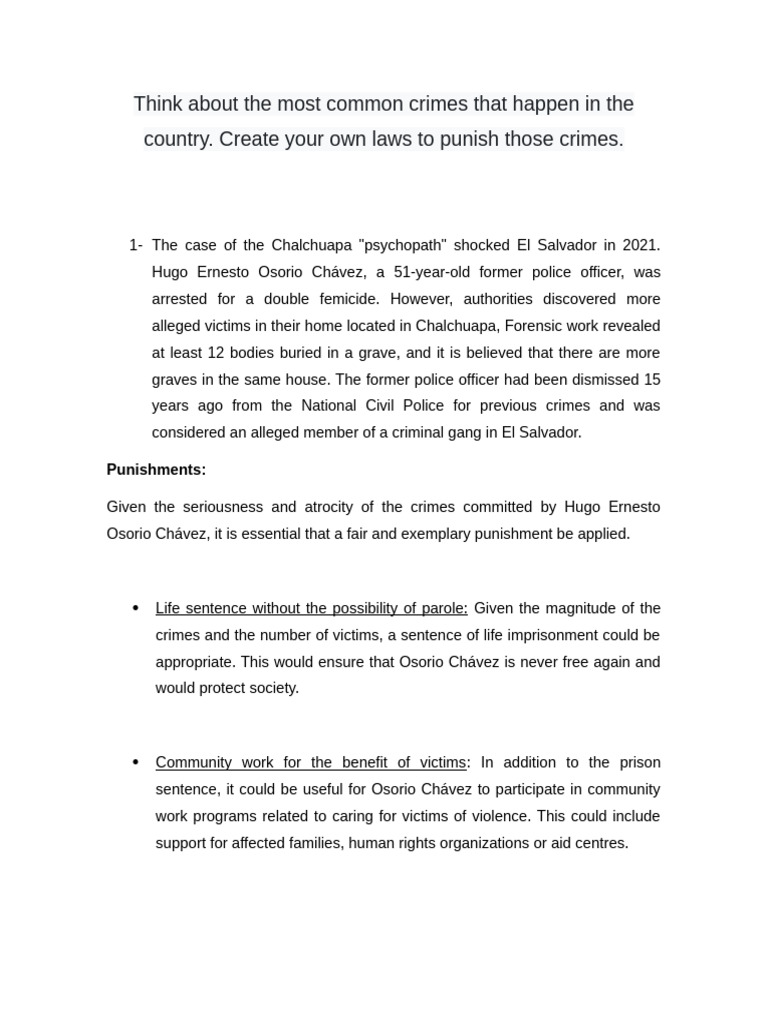 Most Common Crimes That Happen in The Country and My Own Rules | PDF ...