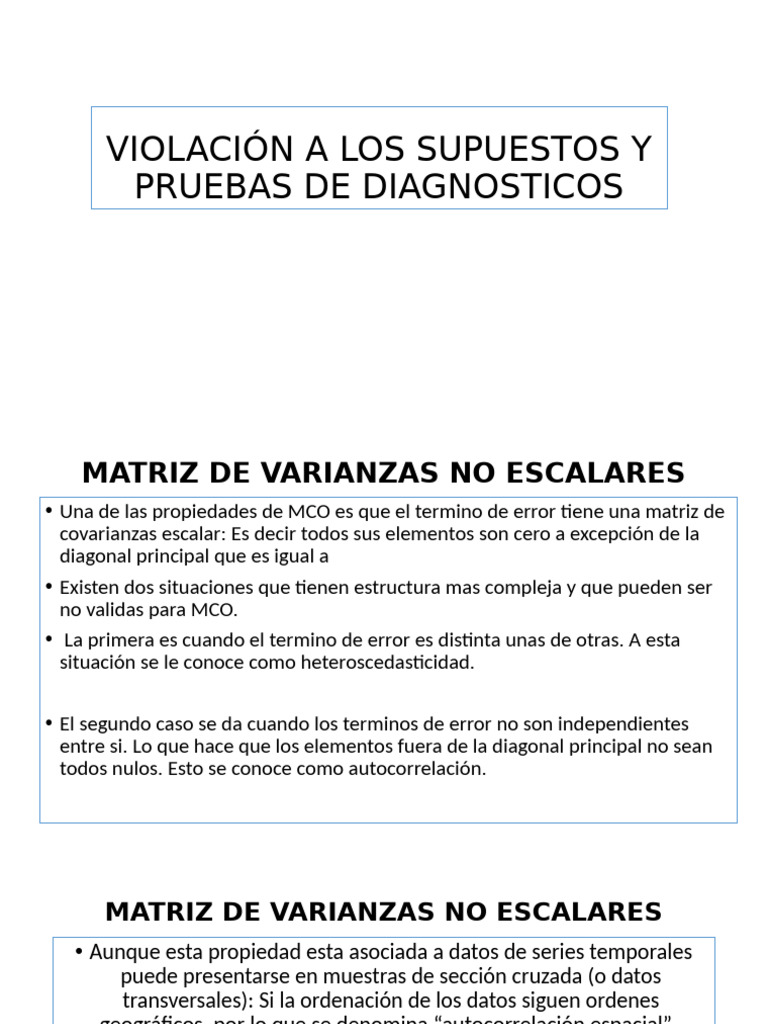 Violación A Los Supuestos | PDF | Mínimos cuadrados ordinarios | Estimador
