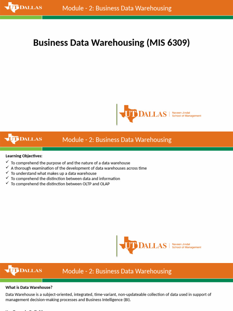 Module - 2 Business Data Warehousing | PDF | Data Warehouse ...