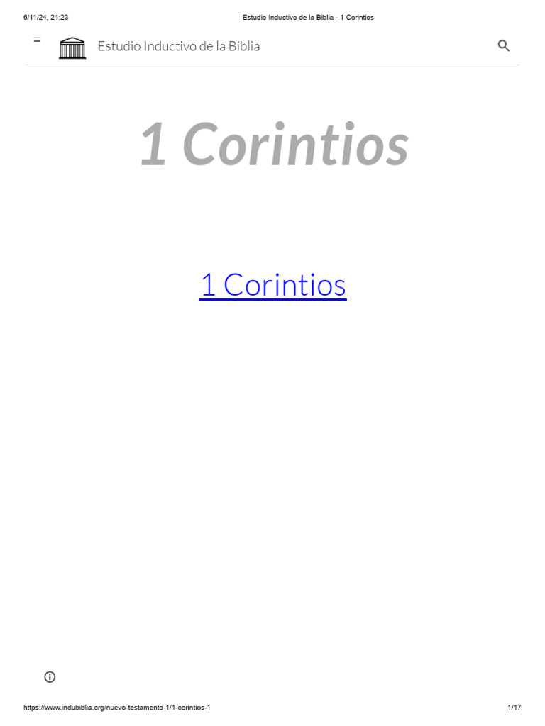 Estudio Inductivo de La Biblia - 1 Corintios | PDF | Primera epístola a los corintios | Pablo el ...