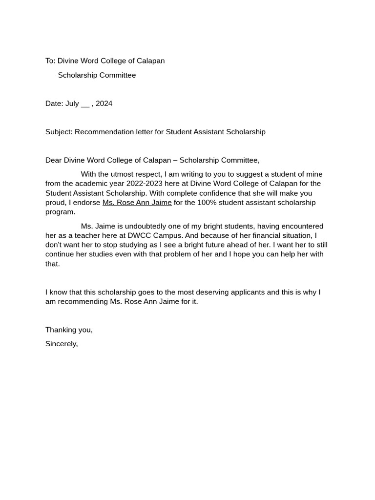 Recommendation Letter 3 | PDF | Career & Growth