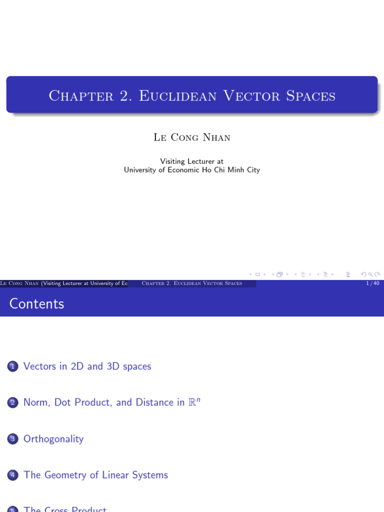 Understanding Euclidean Vector Spaces | PDF | Euclidean Vector ...