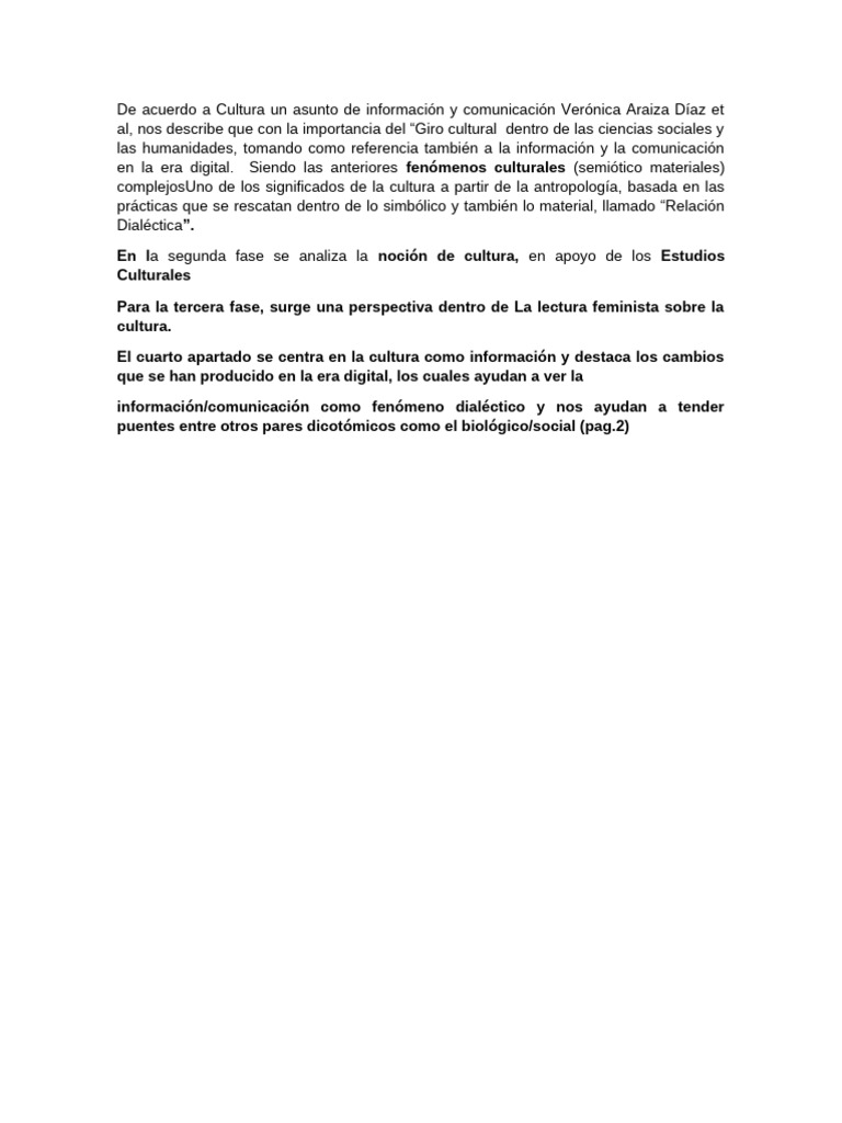 De Acuerdo A Cultura Un Asunto de Información y Comunicación Verónica Araiza Díaz Et Al ...
