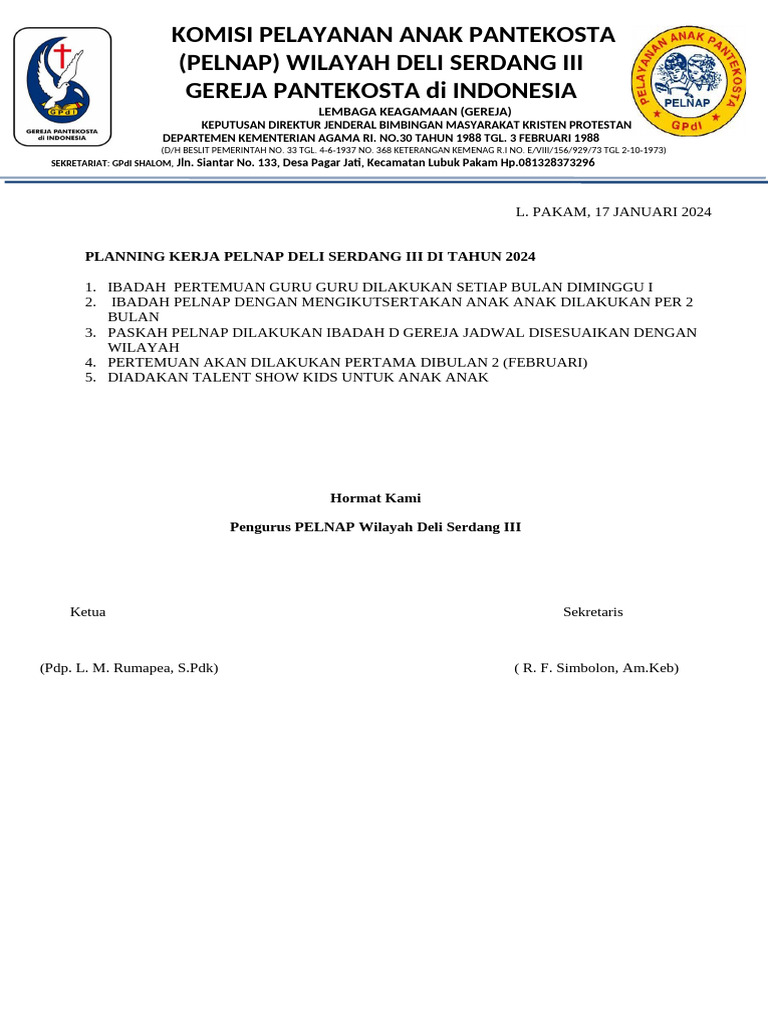 Planing Pelnap 2024 | PDF