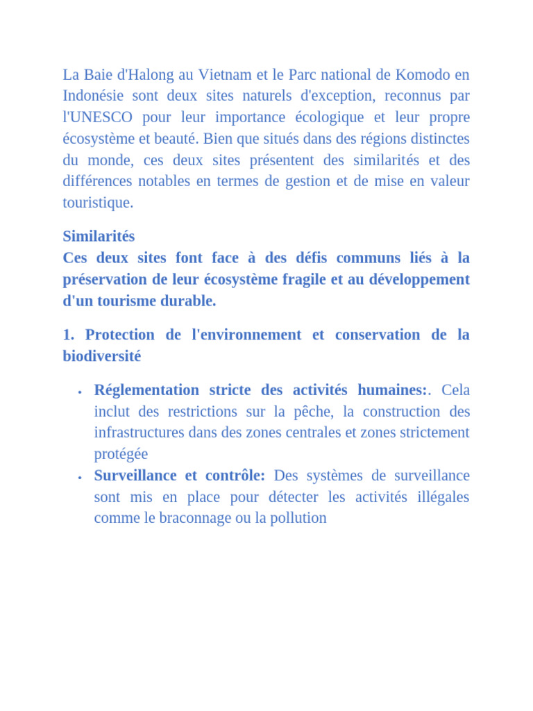 Baie d'Halong vs Parc Komodo : Écologie et Tourisme | PDF | Tourisme ...